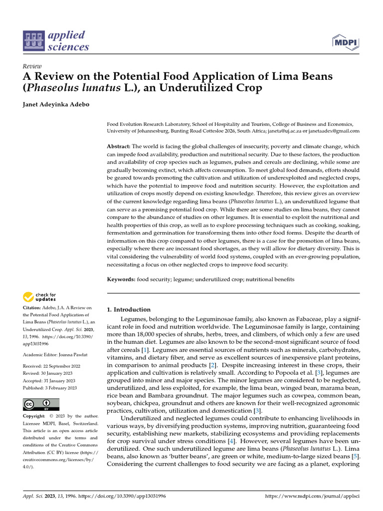 2023 A Review On The Potential Food Application of Lima Beans ...