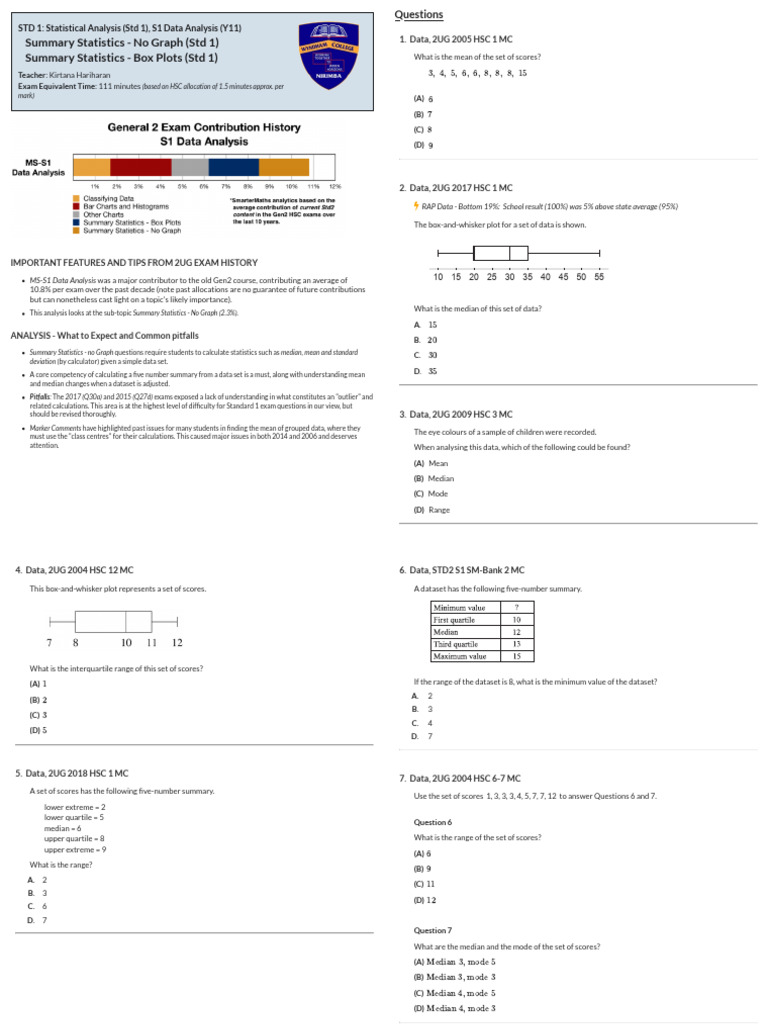Summary Statistics | PDF | Mean | Quartile