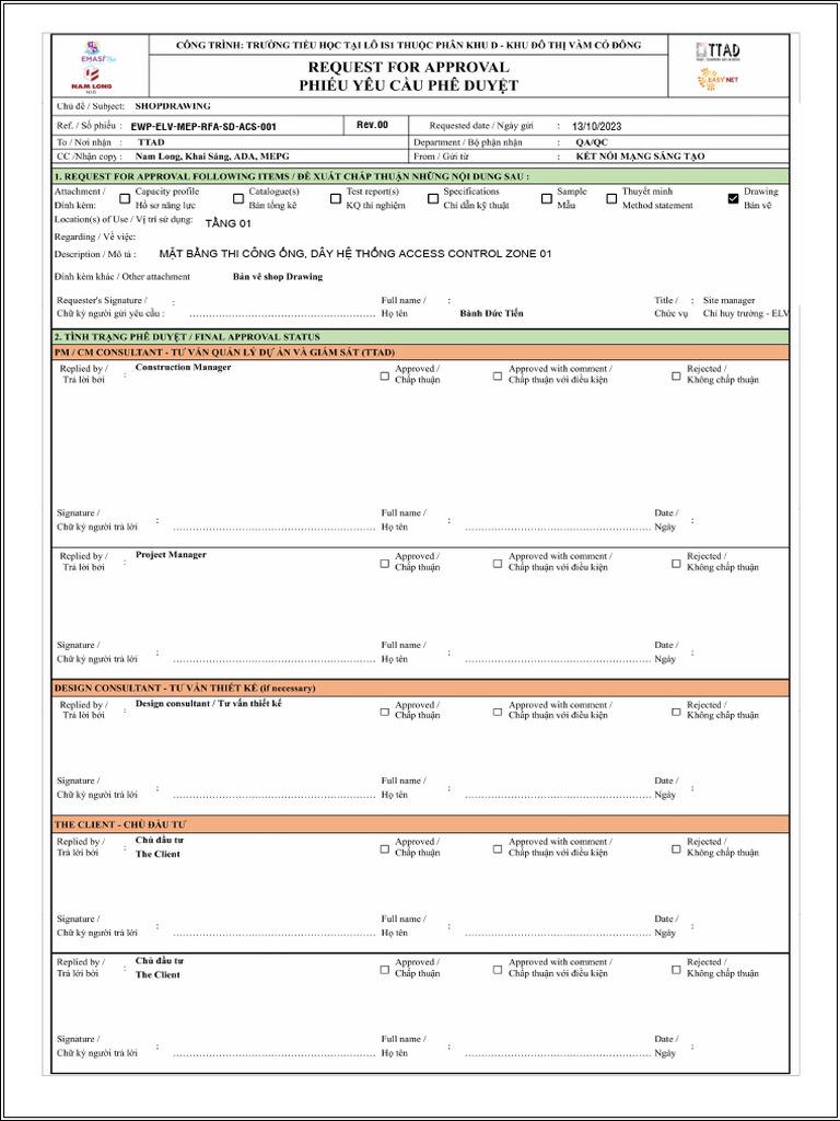 EWP-ELV-MEP-RFA-SD-ACS-003 Rv.00 HE THONG ACCESS CONTROL ZONE 01 TANG ...