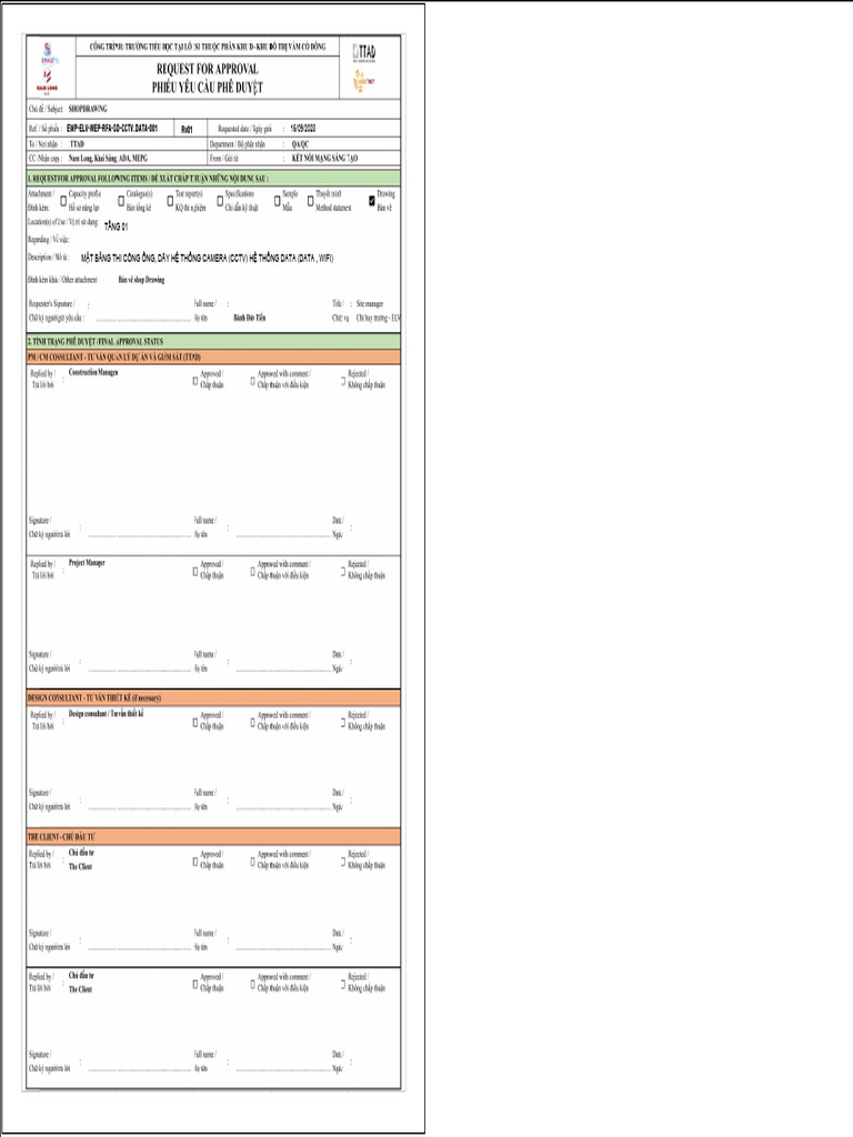 EWP-ELV-MEP-RFA-SD-CCTV - DATA-001 Rv.01 MAT BANG THI CONG HE THONG CCTV-DATA-WIFI TANG 1 | PDF