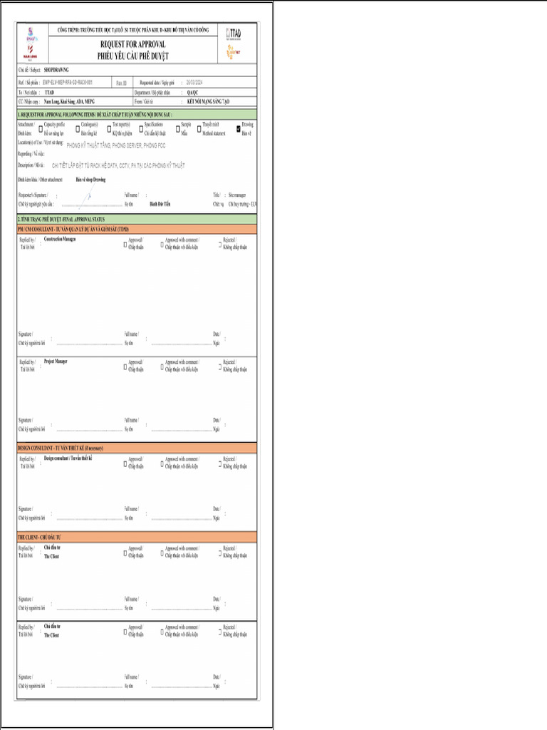 Ewp-Elv-Mep-Rfa-Sd-Rack.001 Rev.00 Chi Tiet Lap Dat Tu Rack | PDF