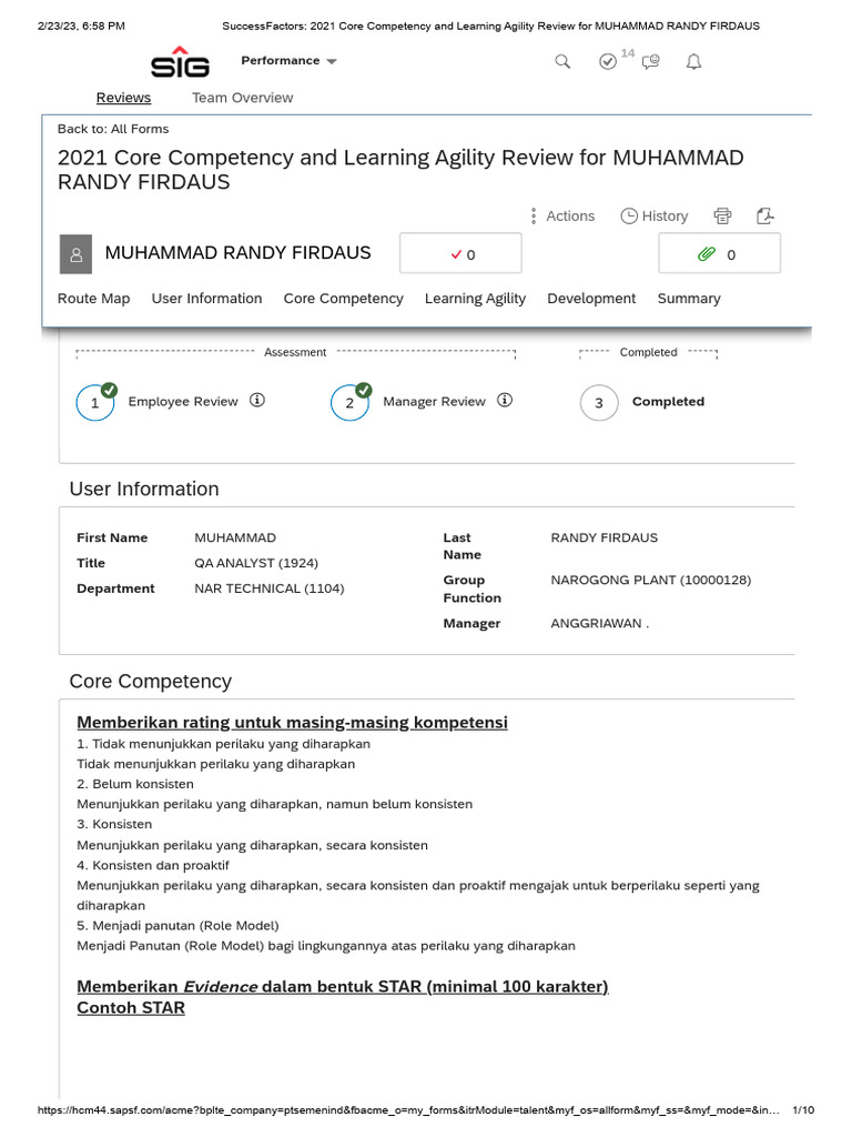 Tinjauan Kompetensi Inti 2021 MUHAMMAD RANDY | PDF