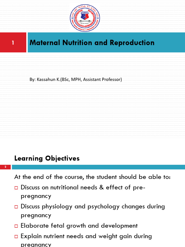 2.maternal Nutrition and Reproduction | PDF | Pregnancy | Fertility