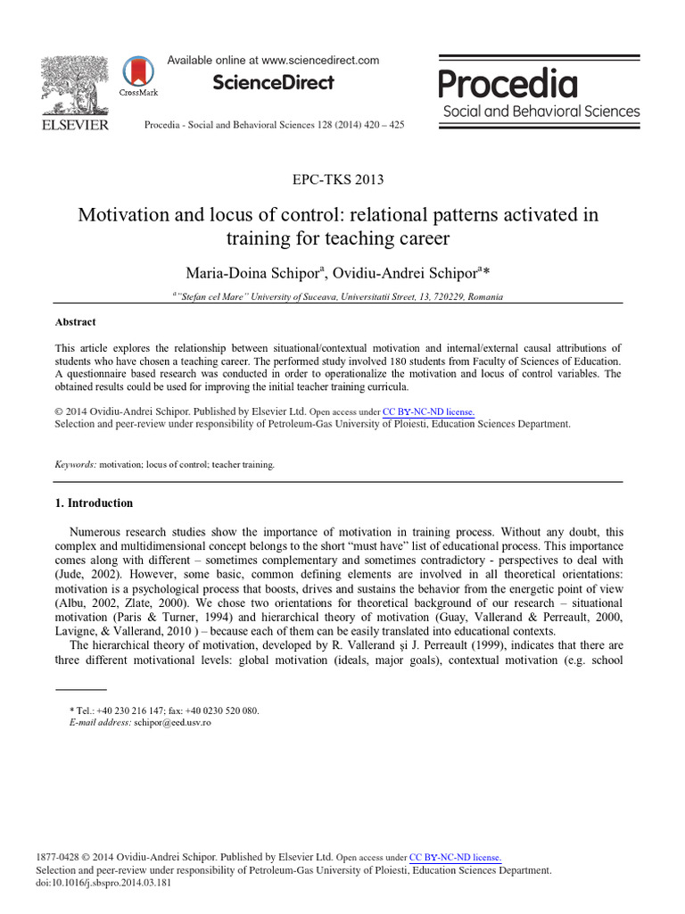 Maria-Doina Schipor & Ovidiu-Andrei Schipor (2014) | PDF | Motivation ...