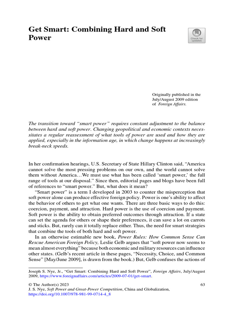 Get Smart Combining Hard and Soft Power | PDF | Soft Power | Creative ...