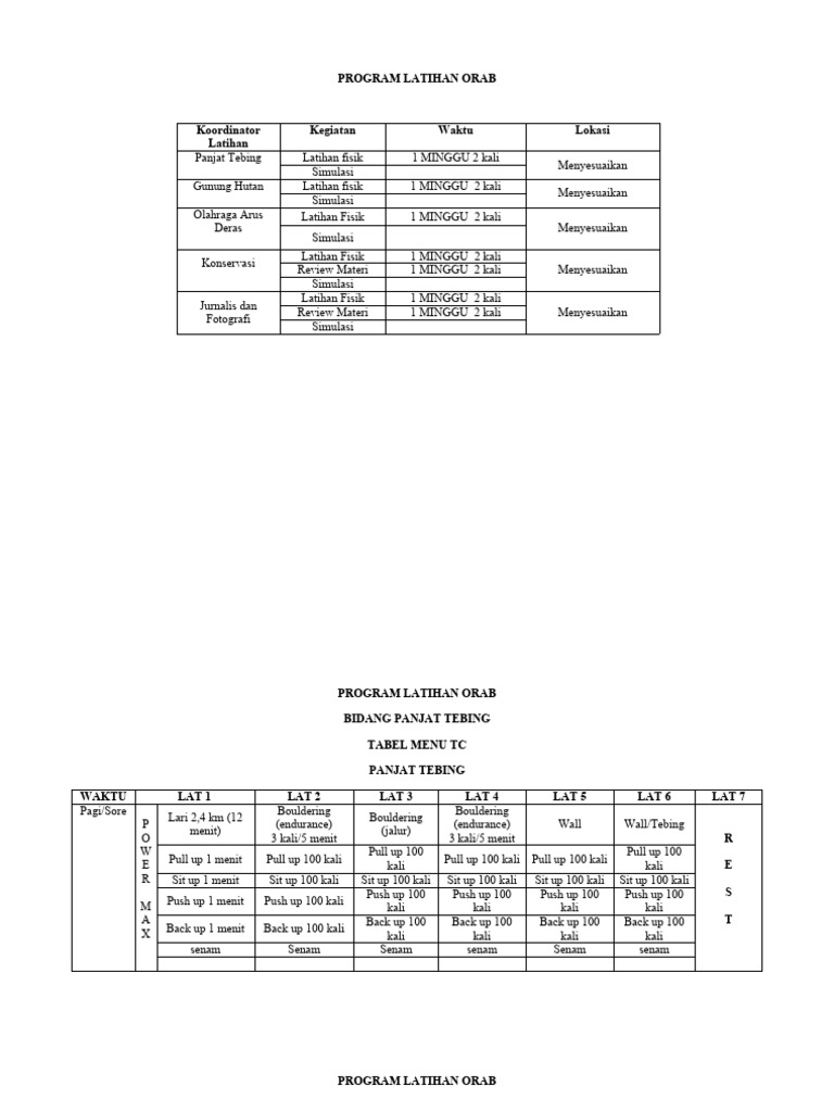 Program Latihan Fisik ORAB 5 Km | PDF