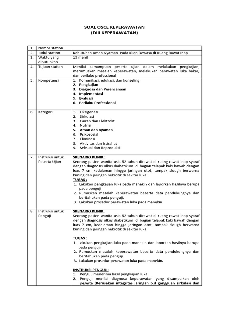 OSCE Keperawatan: Perawatan Luka | PDF
