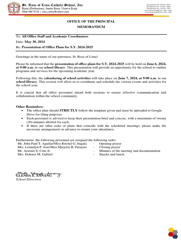 Office Plans Presentation 2024-2025 | PDF