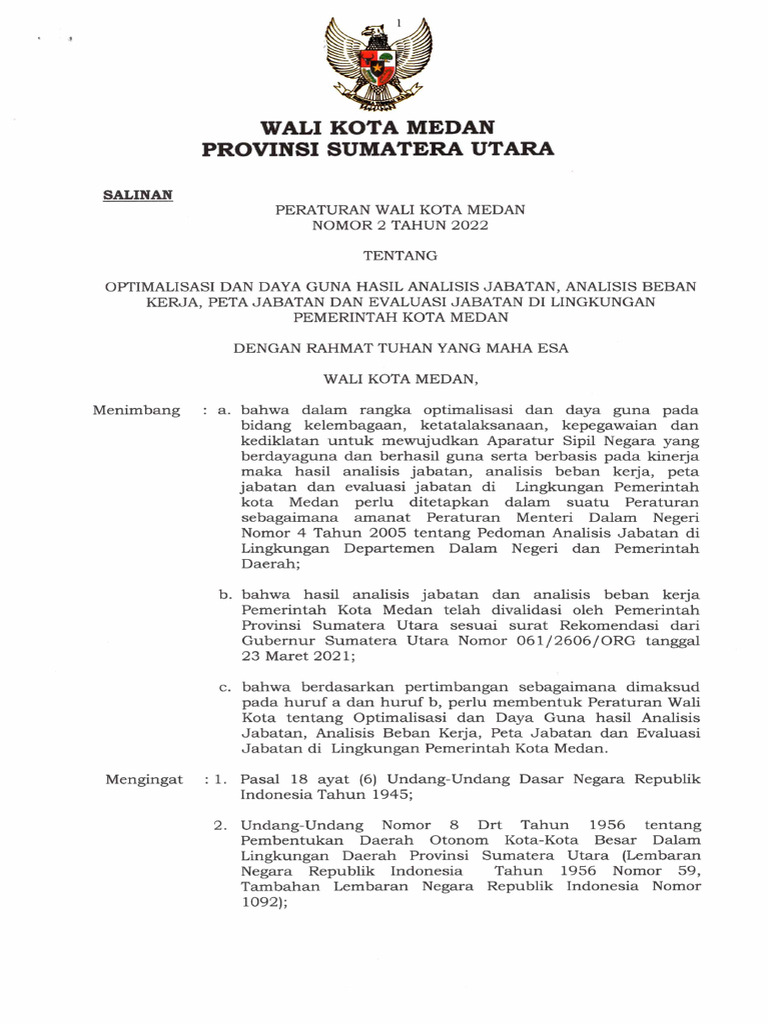 Perwal Nomor 2 Tahun 2022 | PDF