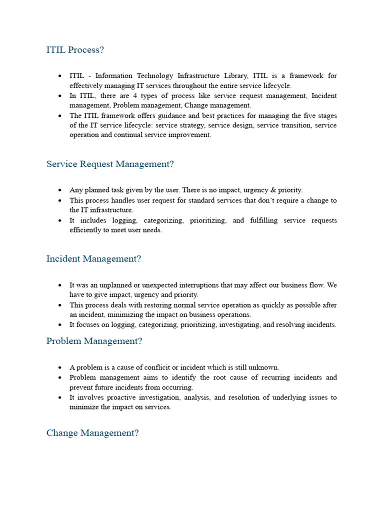 ITIL Process | Download Free PDF | Application Software | Computer Architecture