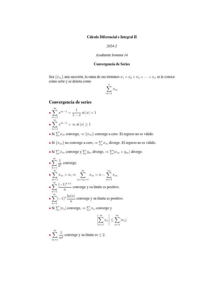 Convergencia de Series en Cálculo II | PDF | Integral | Análisis real