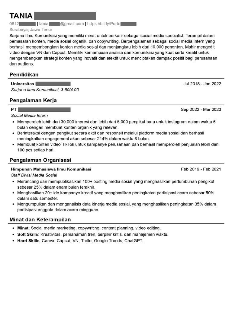 Tania Tita Nabila-resume | PDF