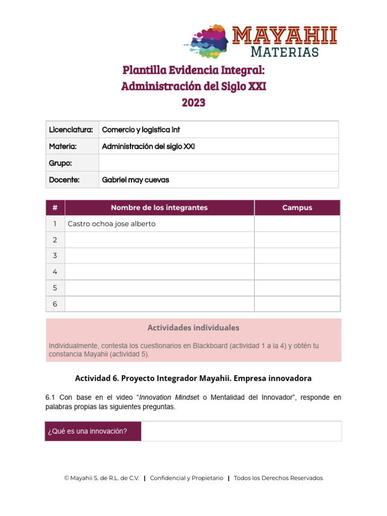 Evidencia Integral Administración Contemporánea C3 2023 Proyecto ...