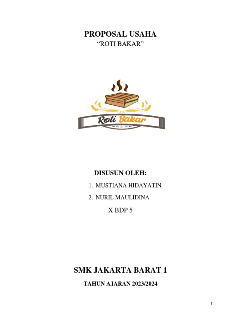 Proposal Usaha Roti Bakar Kreatif | PDF | Memasak, Makanan, & Anggur