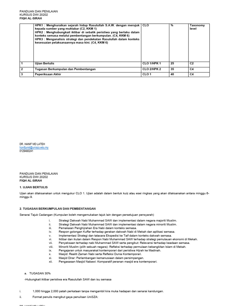 Panduan Dan Tugasan Kursus | PDF