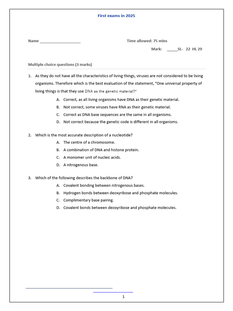 Biology End of Semester Exam | PDF | Dna | Genetics