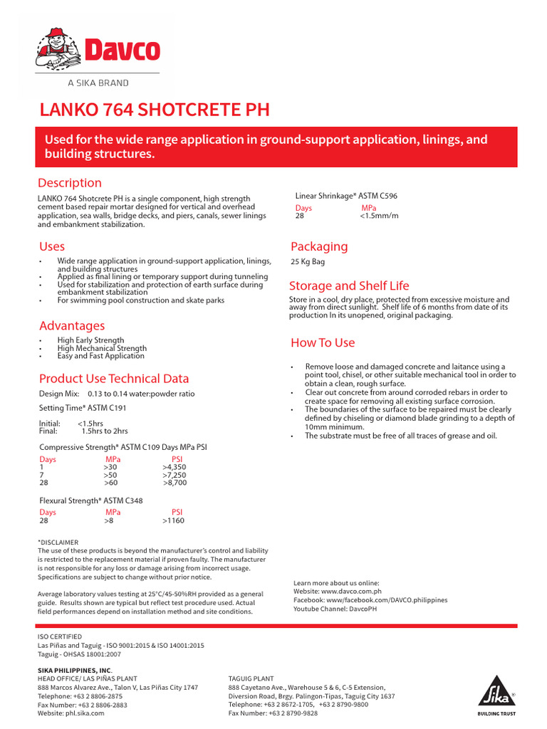 Lanko 764 - Shotcrete PH | PDF | Building Materials | Building Engineering