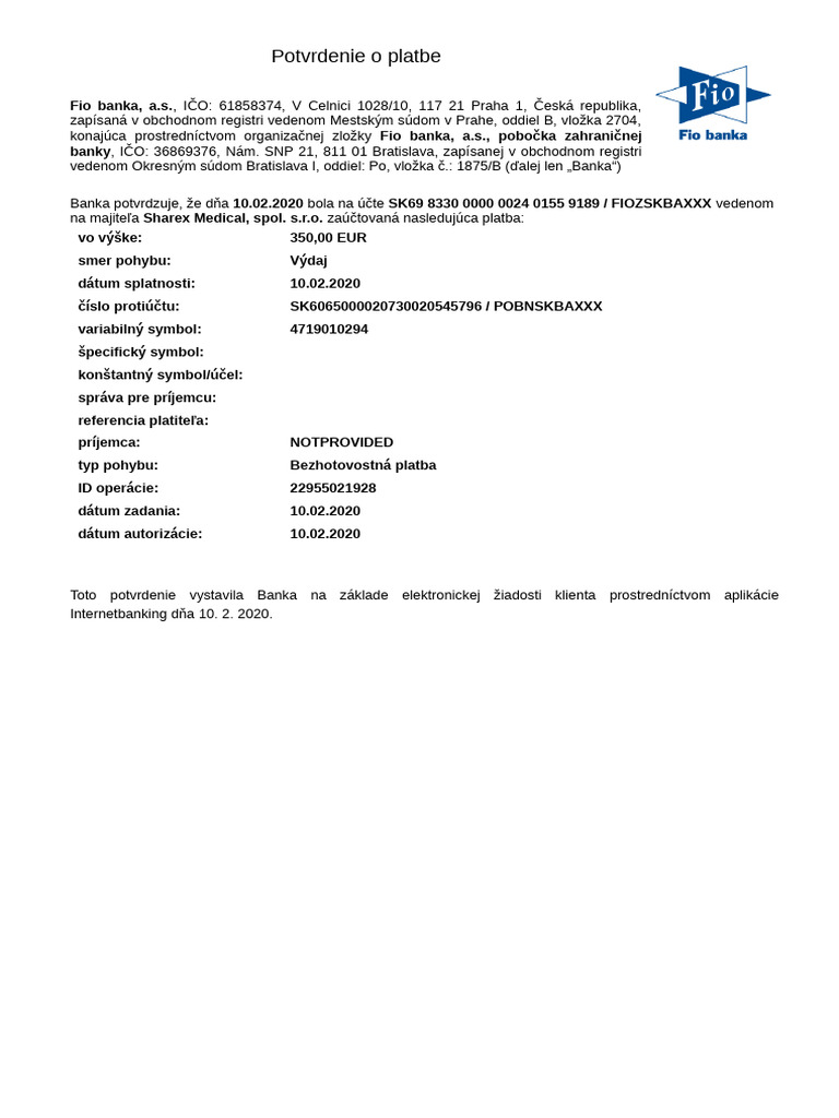 Potvrdenie o Uhrade Doplatok | PDF