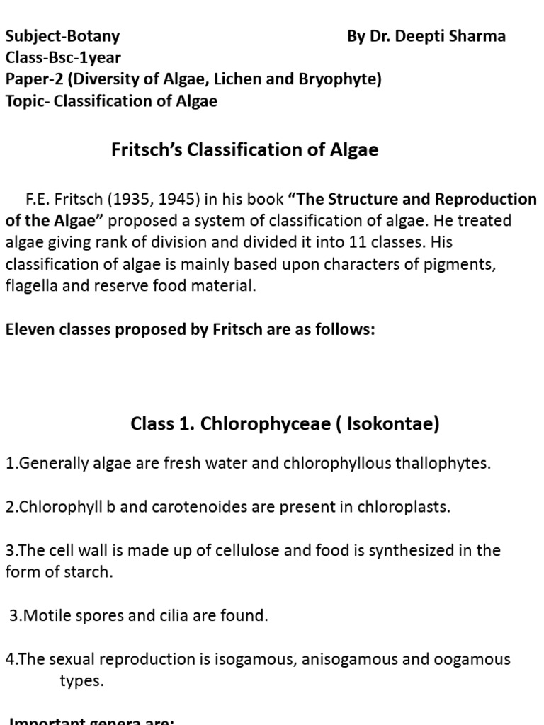 classification of algae | PDF | Algae | Organisms
