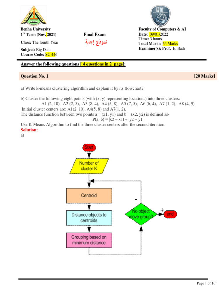 Answer Model Final2021-2022Term1 | PDF | Errors And Residuals | Cluster ...