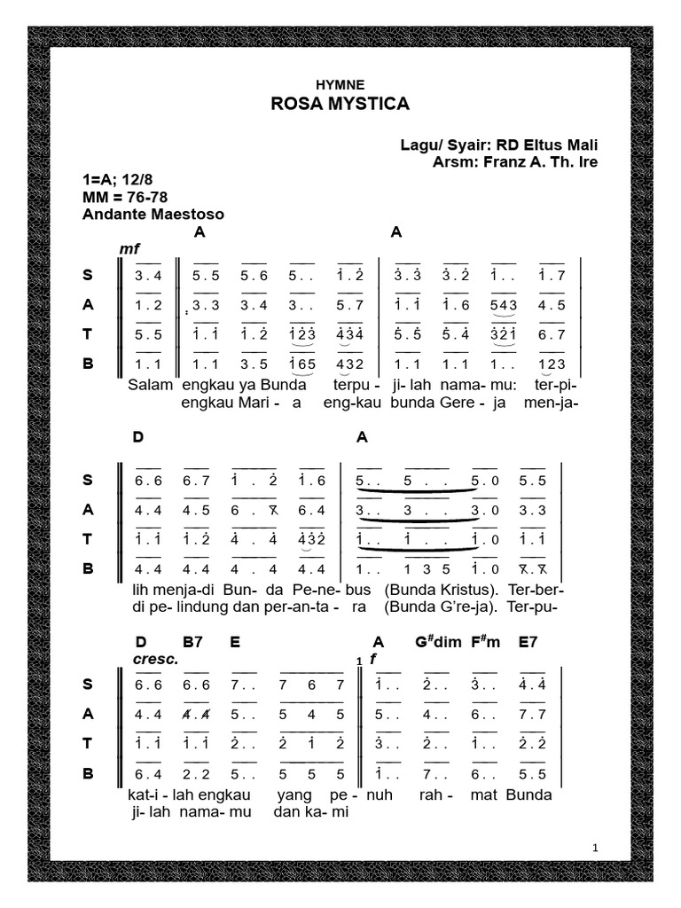 Lagu Hymne Rosa Mystica | PDF | Metode & Bahan Ajar