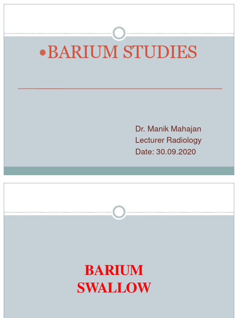 Barium Lecture | PDF | Esophagus | Stomach