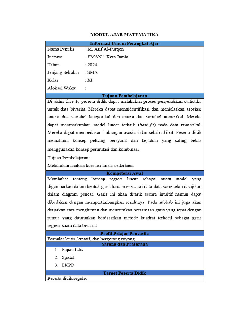 Modul Ajar Matematika | PDF | Karier & Perkembangan | Kesehatan Holistik