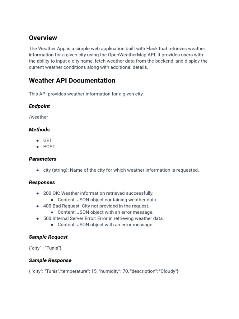 Weather App Documentation | PDF | World Wide Web | Internet & Web