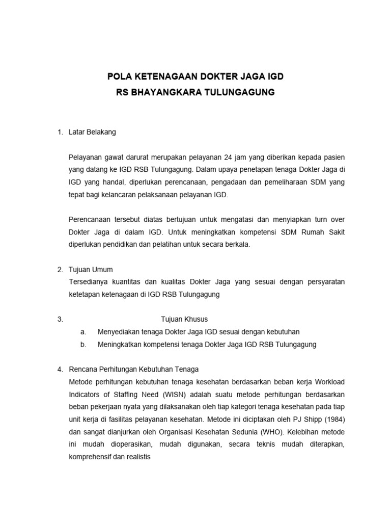 Isi Pola Ketenagaan Igd | PDF | Kesehatan Holistik | Sains & Matematika