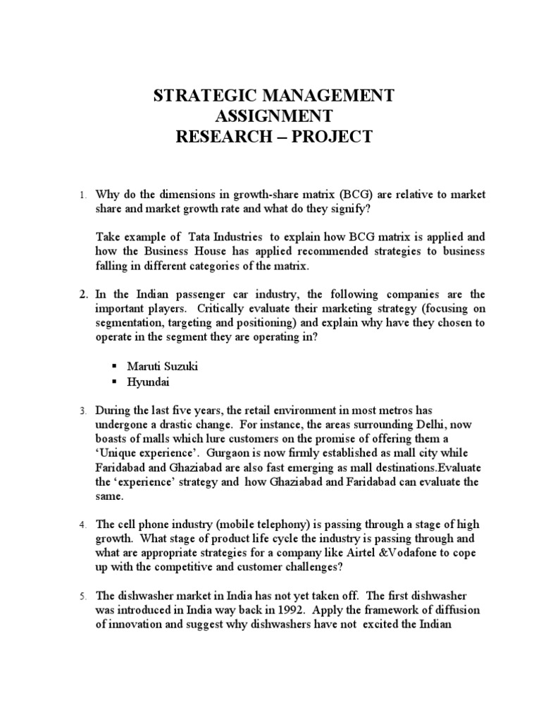 Strategic Management Assignment Pdf Strategic Management