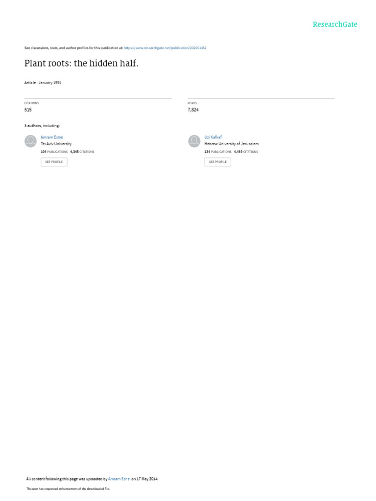 Plant Roots The Hidden Half | PDF | Root | Biodiversity