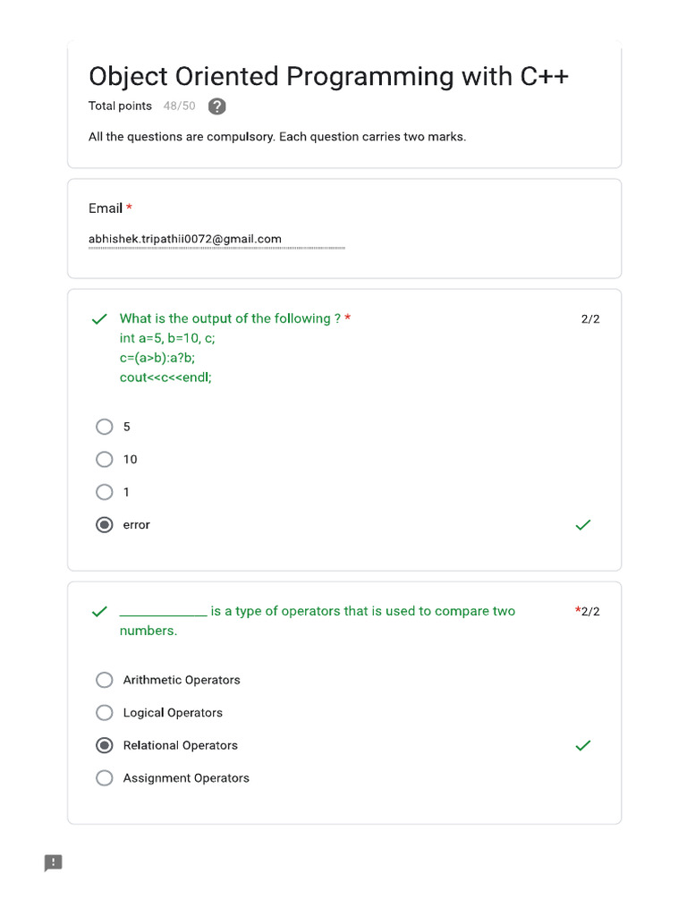 Oops Questions Quiz | PDF