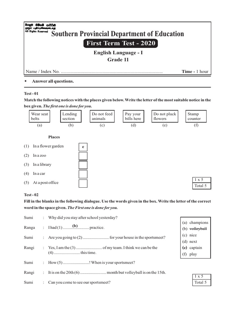 Grade 11 English Exam Tasks | PDF
