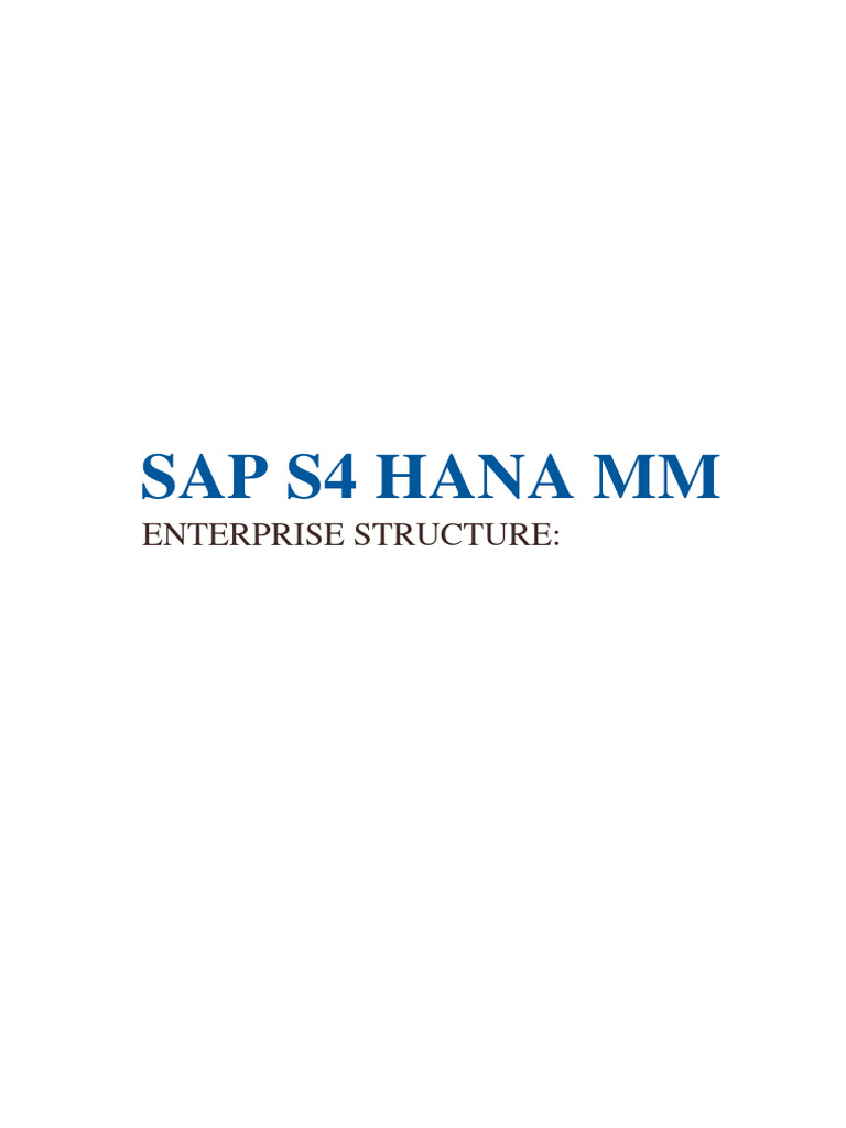SAP S4 HANA MM Enterprise Structure Guide | PDF | Computing | Data Management