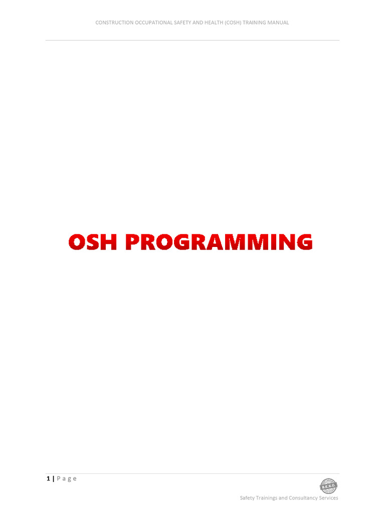 Topic 24 Day 5 Training Manual - Osh Programming | PDF | Occupational ...