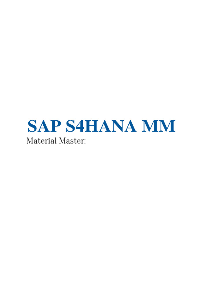 SAP S4HANA MM Material Master Data | PDF | Computer Data | Computer Programming