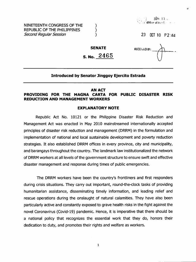 Magna Carta For Public DRRM Workers | PDF | Overtime | Occupational ...