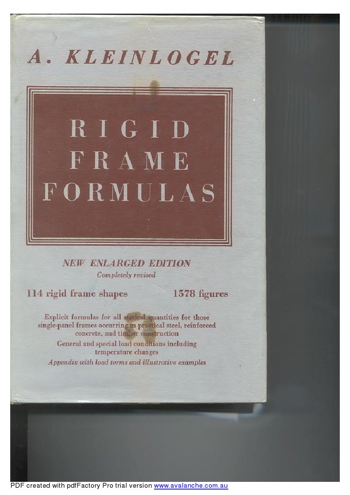 Kleinlogel Rigid Frame Formulas | PDF | Computers