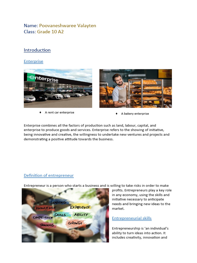 Task 1 of Coursework of enterprise | PDF | Entrepreneurship | Economics