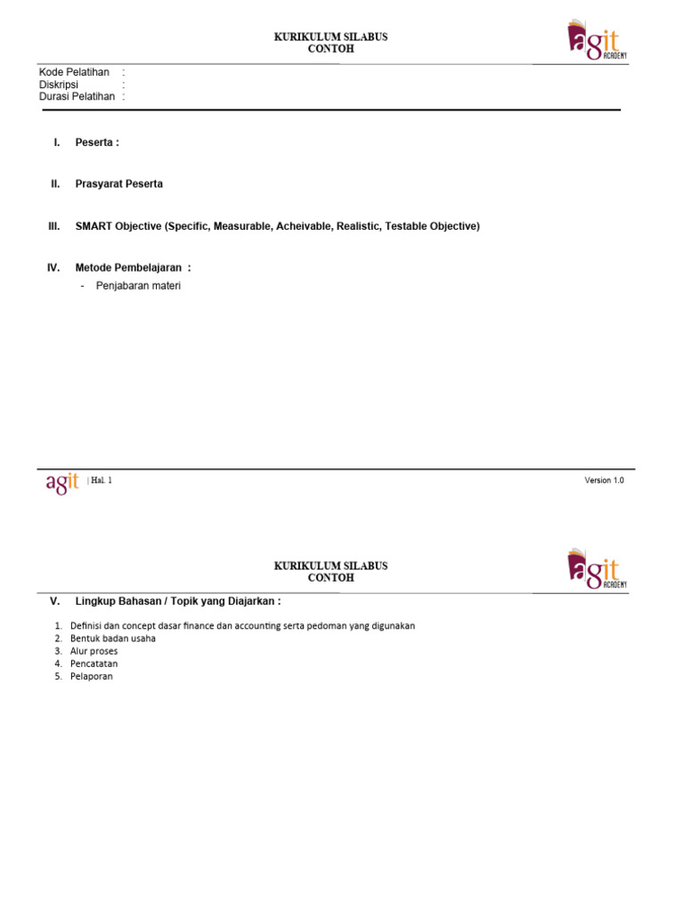 Contoh Syllabus | PDF | Pengelolaan Keuangan & Uang