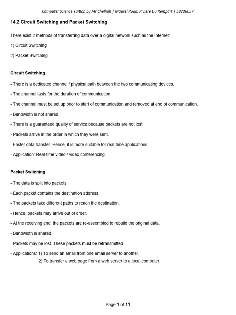 14 2 Circuit Switching And Packet Switching Pdf Router Computing