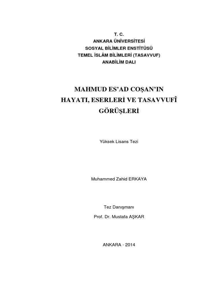 Mahmud Esad Coşan Hayatı Eserleri | PDF Mahmud Esad Coşan Hayatı Eserleri | PDF