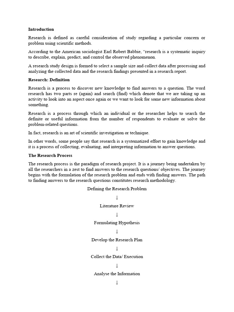 Introduction To Research | PDF | Methodology | Sampling (Statistics)