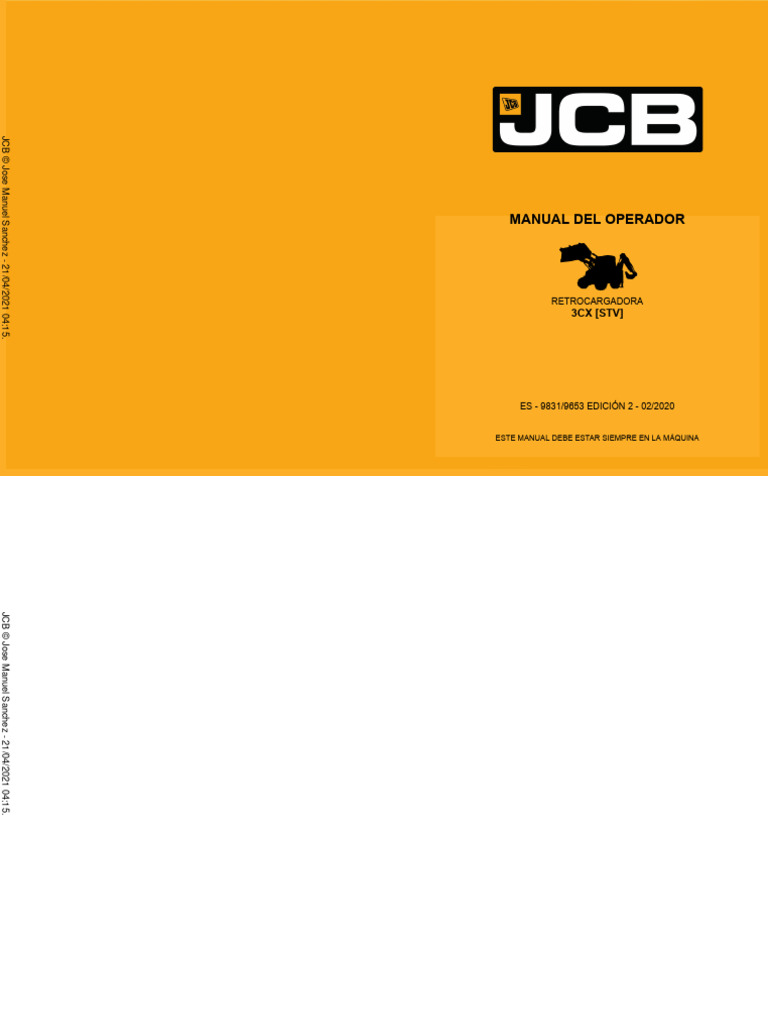 JCB 3CX 9831 9653 Ed.2 02 2020 | PDF | Vehículo de motor | Vehículos