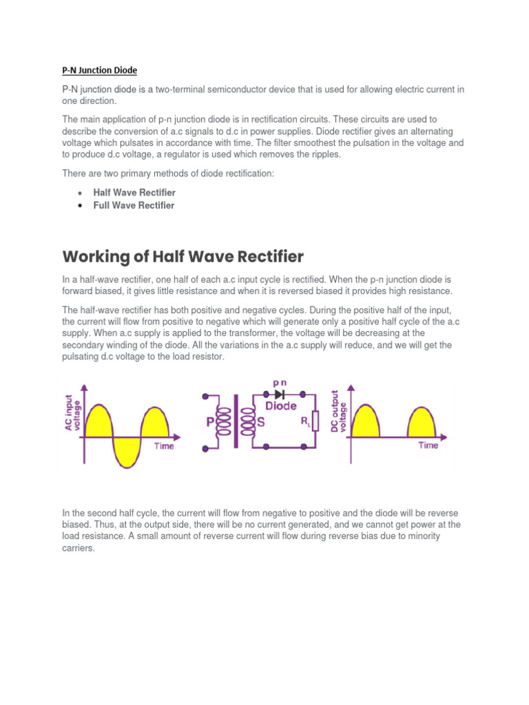 P-N Junction Diode and Rectification Methods | PDF | Teaching Methods ...