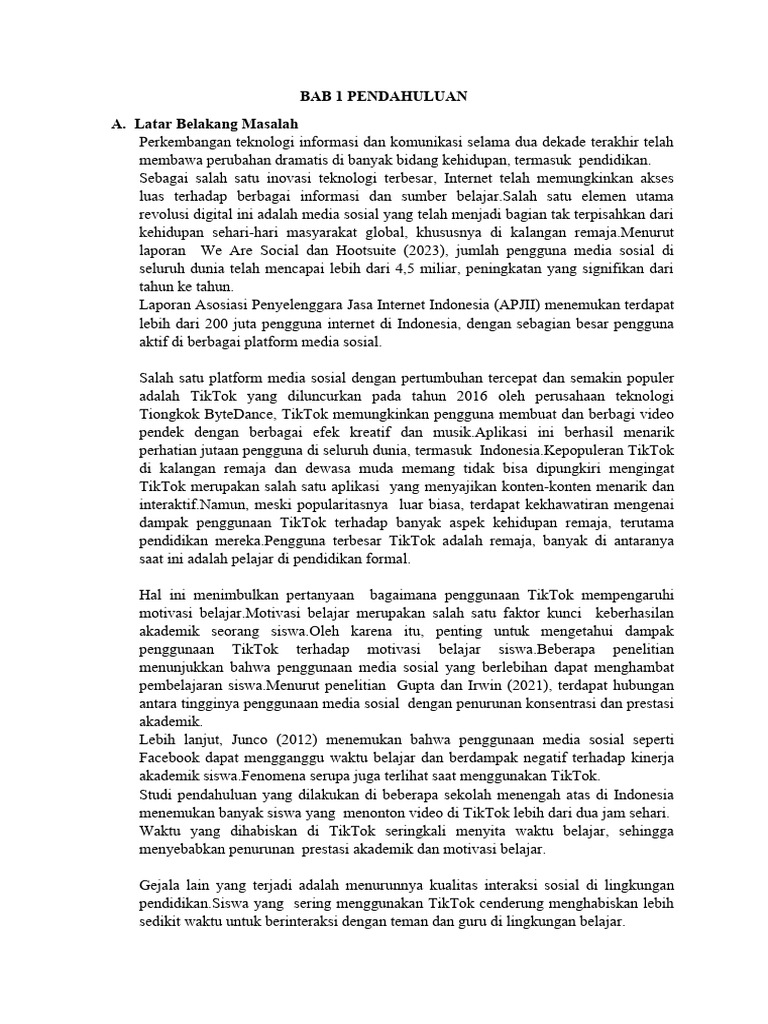 KERANGKA PROPOSAL Bab 1 Dan Bab 2 | PDF