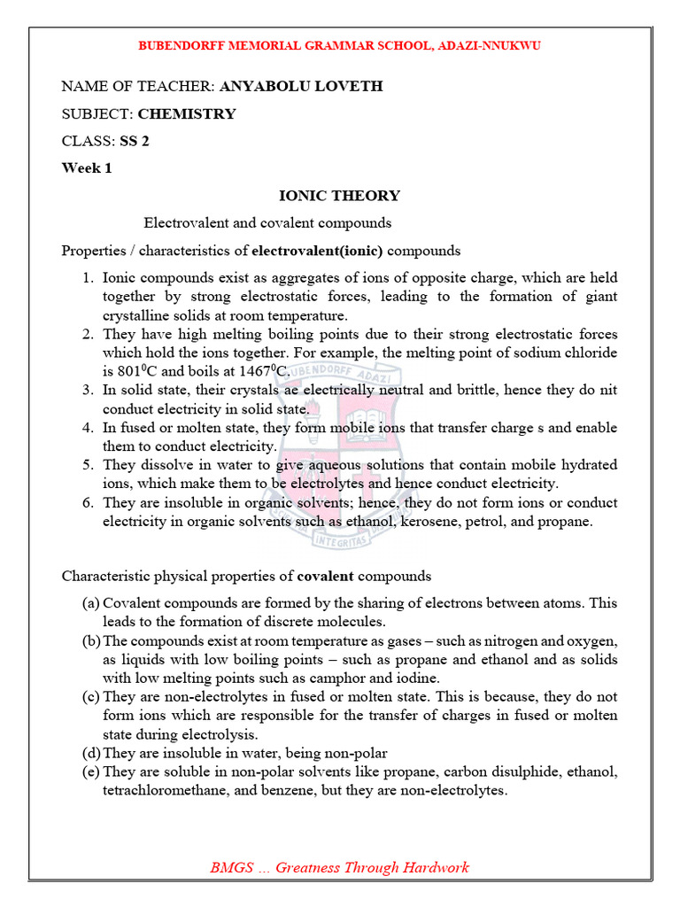 Chemistry Ss 2 Pdf Ion Electrolyte