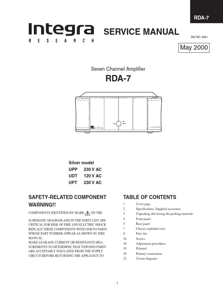 RDA-7 Seven Channel Amplifier Manual | PDF | Ac Power Plugs And Sockets ...