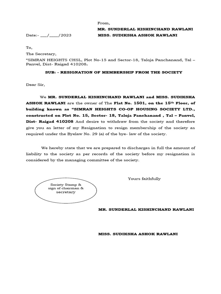 Resignation of Membership | PDF