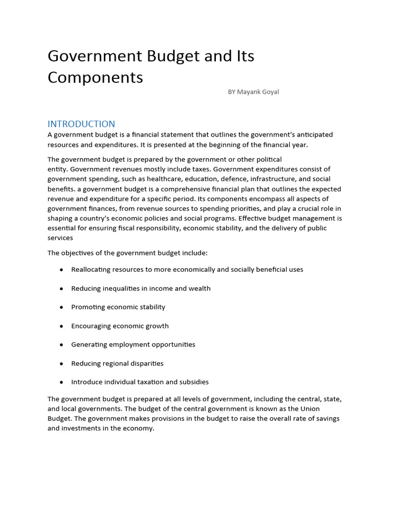 Government Budget and Its Components | Download Free PDF | Government ...